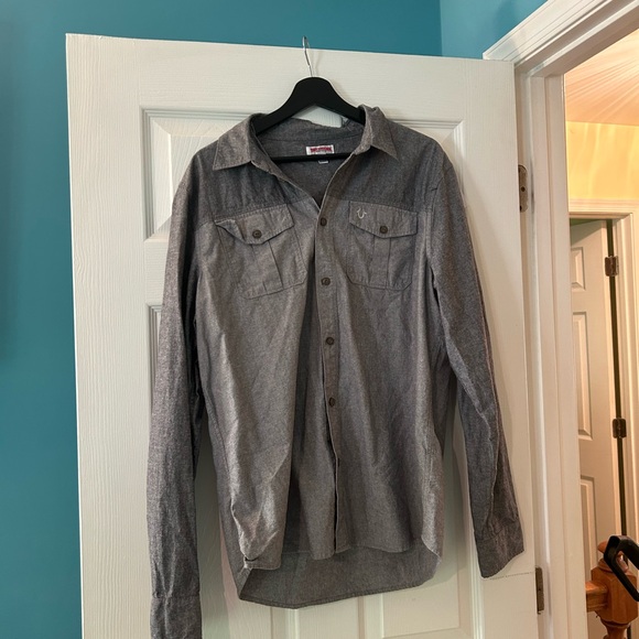 True Religion | Shirts | True Religion Gray Button Down Shirt | Poshmark